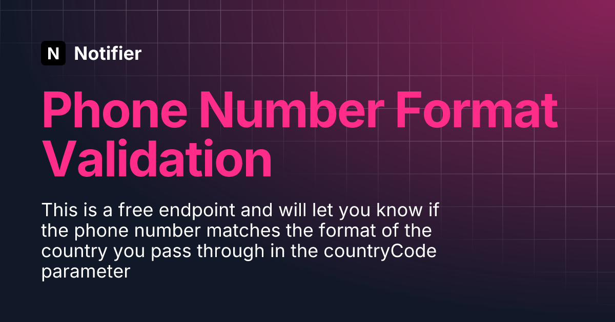 Phone Number Format Validation | Notifier Phone Number Format Validation | Notifier